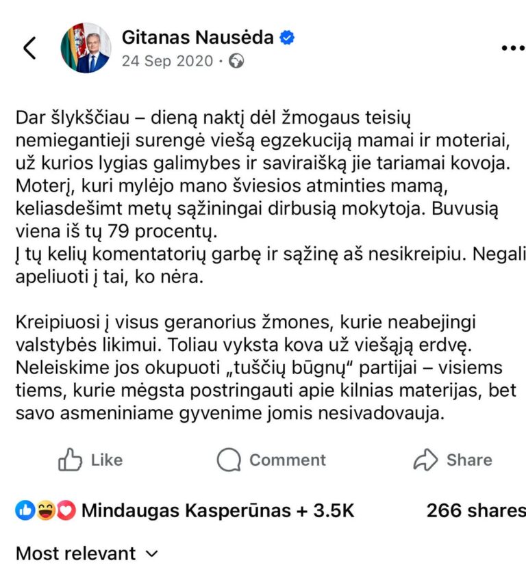 „Tyla po audros“: A. Tapinas kandžiai sureagavo į gėdingą D ...